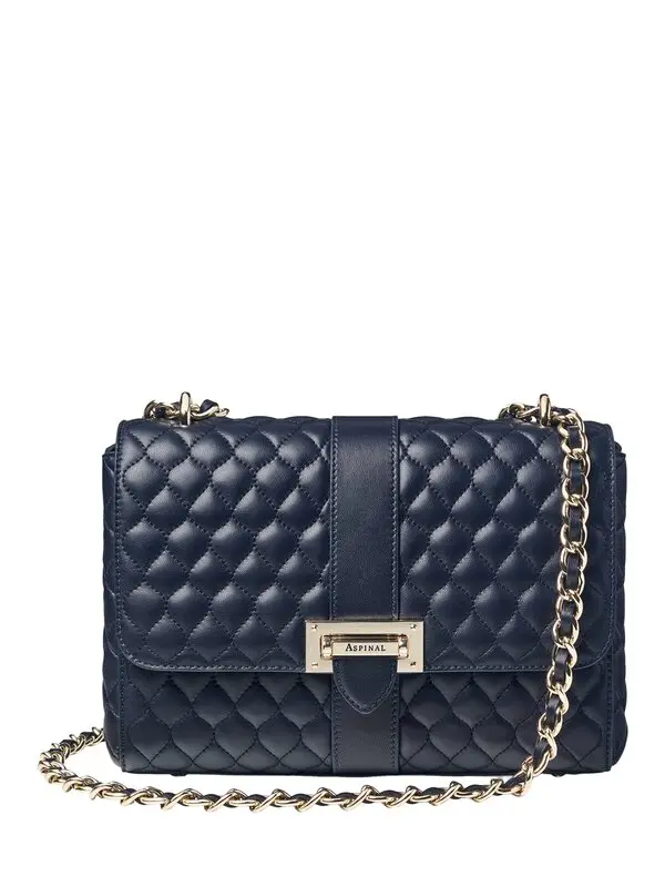 ASPINAL OF LONDON Large Lottie Shoulder Bag - Navy