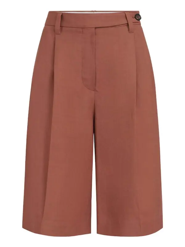 Brunello Cucinelli Twill Pleated Shorts - Red