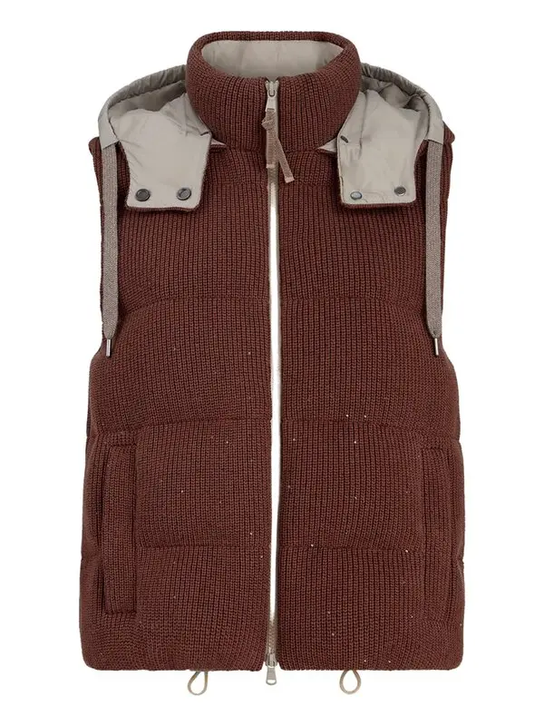 Brunello Cucinelli Stretch-cotton Down Gilet - Red