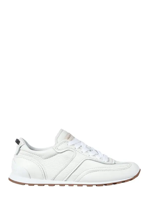 Brunello Cucinelli Grained Leather Running Sneakers - Yellow