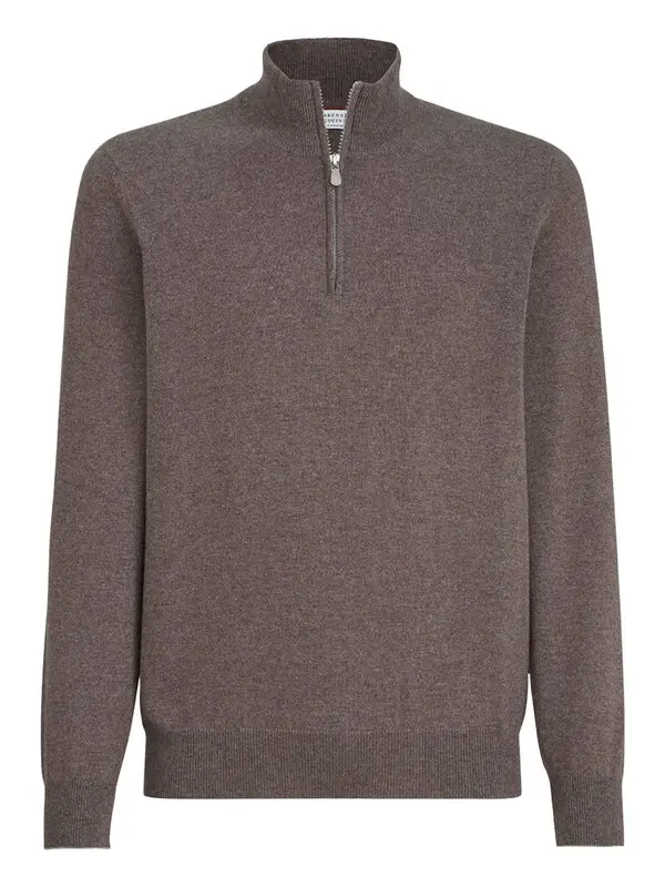 Brunello Cucinelli Cashmere Half-zip Pullover - Brown