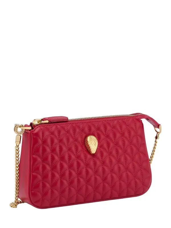 BVLGARI Leather Serpenti Sugarloaf Clutch - Red