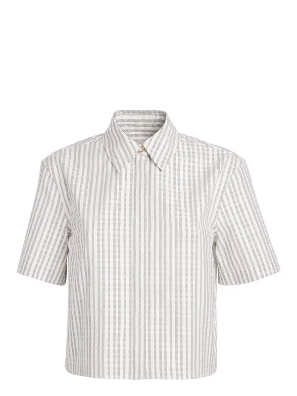Agnona Striped Cotton-silk Cropped Shirt - Grey