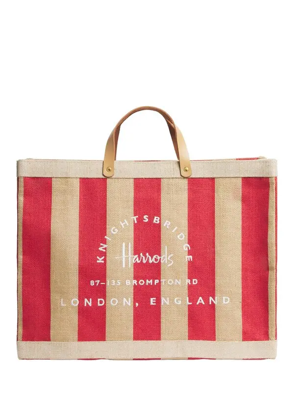 Harrods Canvas Stripe Knightsbridge Shopper Bag - Red
