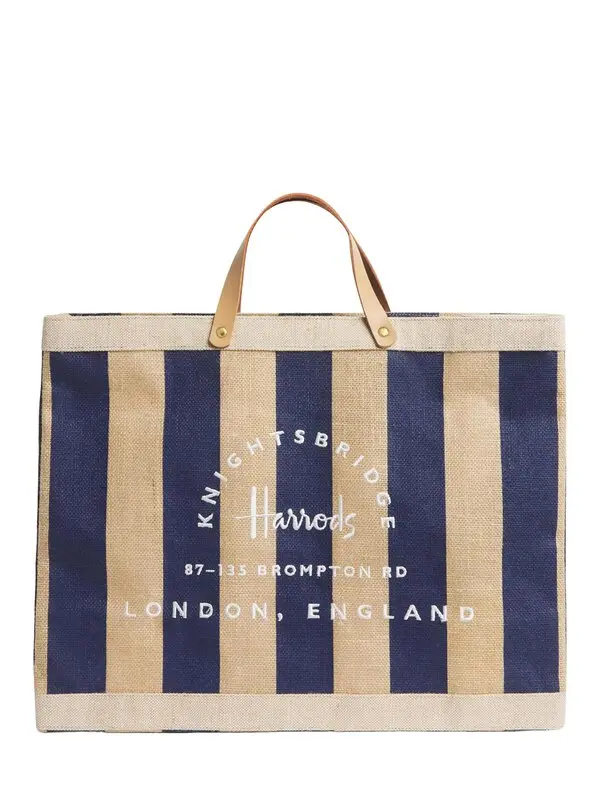 Harrods Large Canvas Stripe Knightsbridge Shopper Bag - Blue