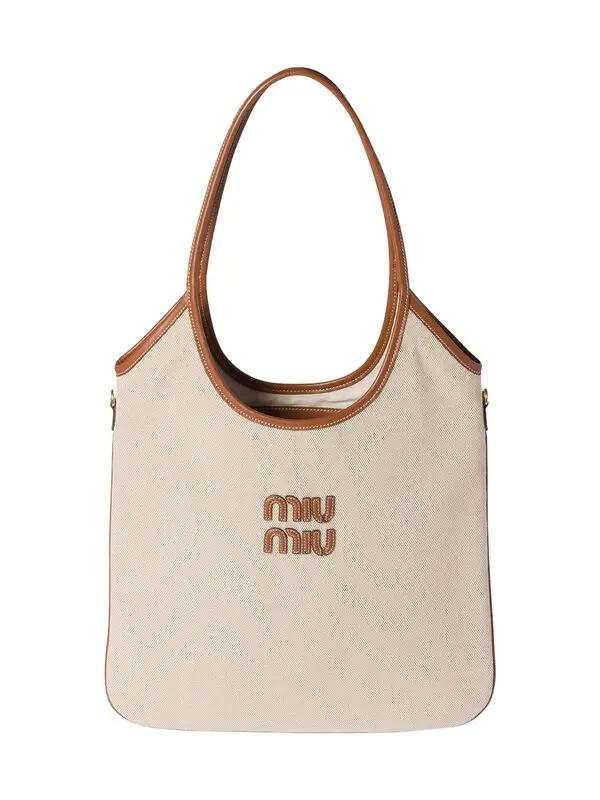 Miu Miu Canvas And Leather Ivy Tote - Neutral