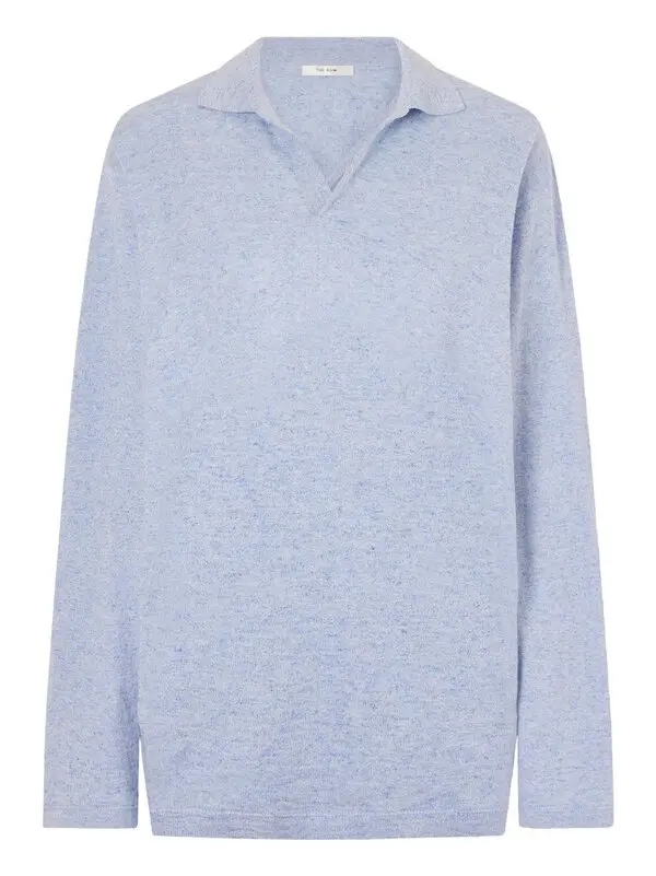 THE ROW Niosa Cotton And Linen-blend Polo Shirt - Blue
