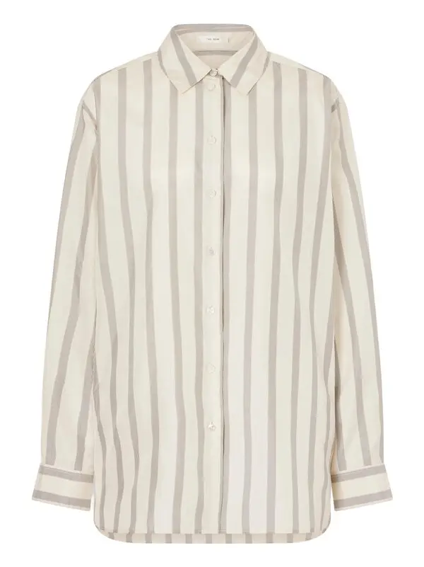 THE ROW Sisilia Oversized Pinstriped Silk-twill Shirt - Neutrals