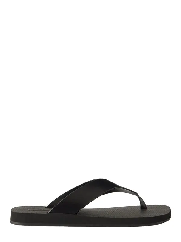 THE ROW Dune Classic Ginza Leather Flip Flops - Black