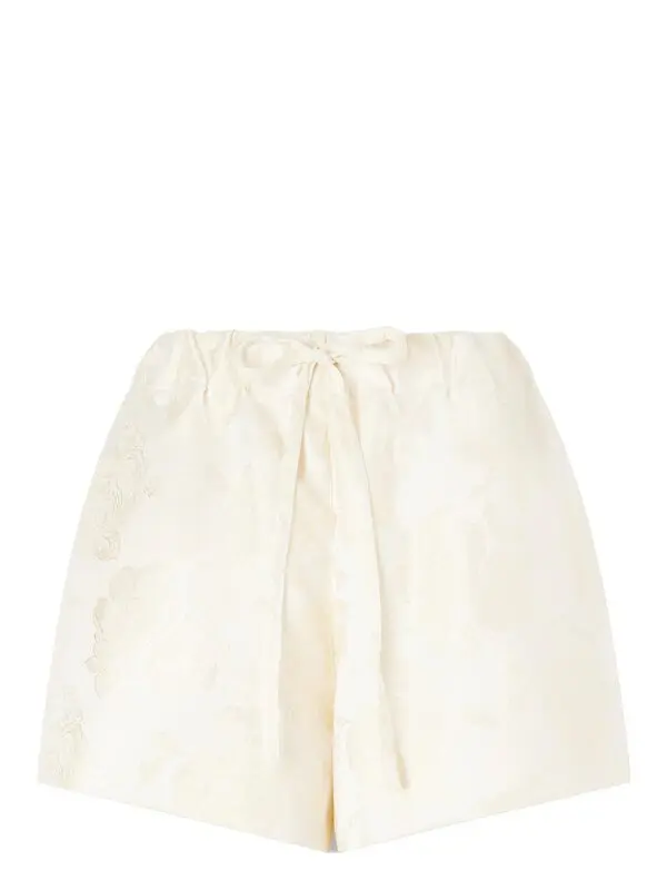 Simone Rocha Floral-jacquard Satin Shorts - Neutrals