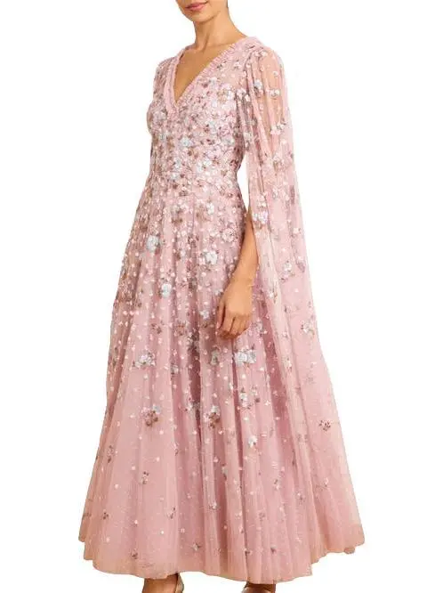NEEDLE & THREAD Dahlia Ditsy Ankle Gown - Misty Lilac/multi