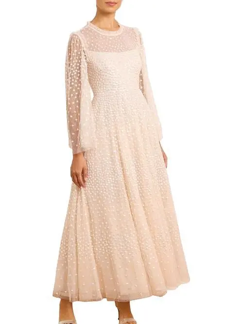 NEEDLE & THREAD Scatter Dot Ankle Gown - Cream
