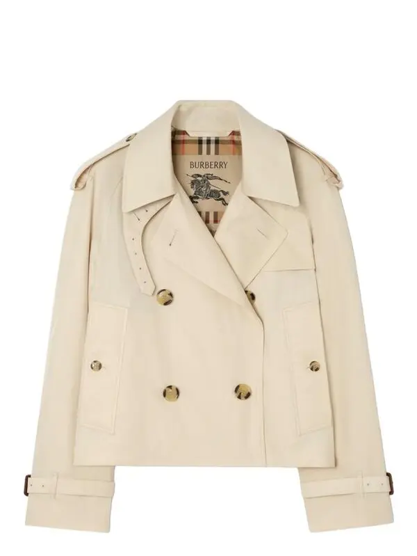 Burberry Cropped Tropical Gabardine Mayfair Trench Jacket - Beige Beige