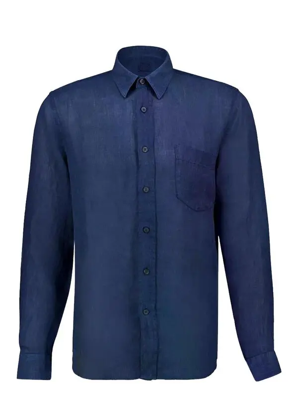 120% Lino Pocket Long-sleeve Shirt - Blue