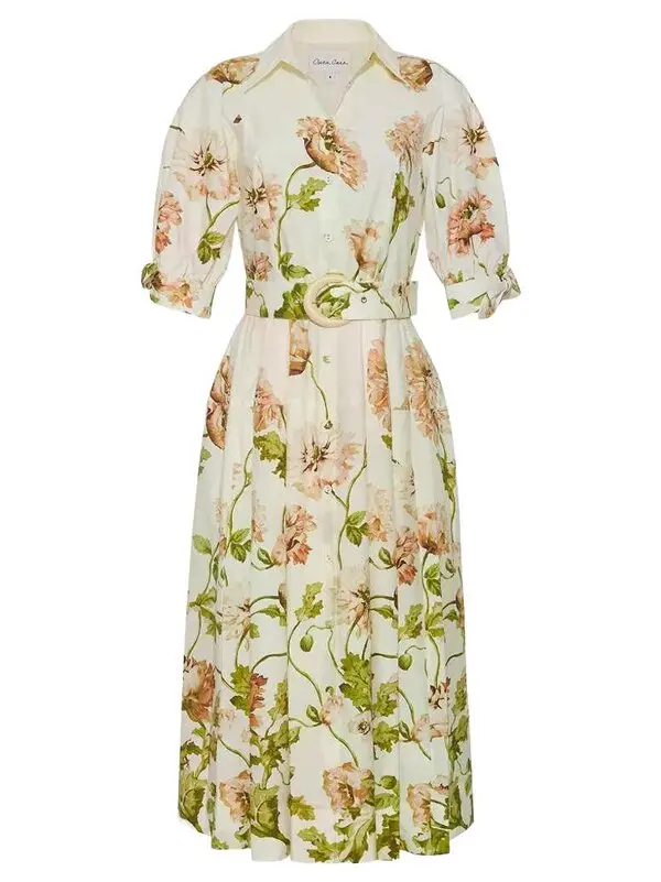 Cara Cara Caro Belted Midi Dress - Neutrals