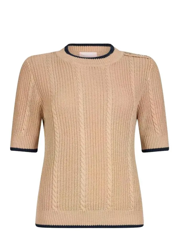 Liu Jo Short-sleeve Cable Knit Sweater - Neutrals