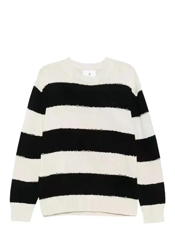 SEVEN GAUGE Striped Long-sleeve Sweater - Grey