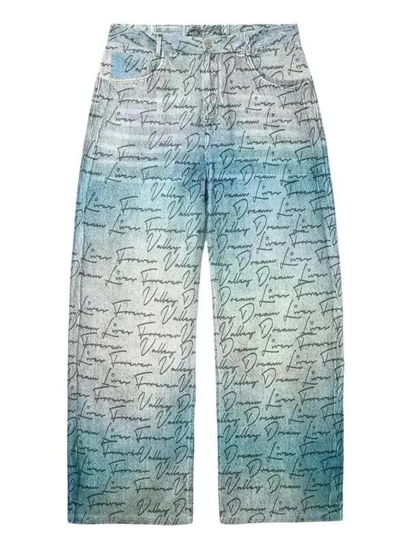 VALE FOREVER Letter Print Trousers - Blue