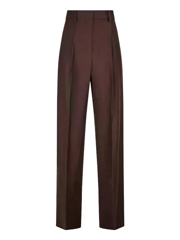 FORTE_FORTE Pleated Trousers With Slit Cuffs - Brown