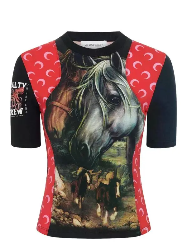MARINE SERRE Graphic Print T-shirt - Black