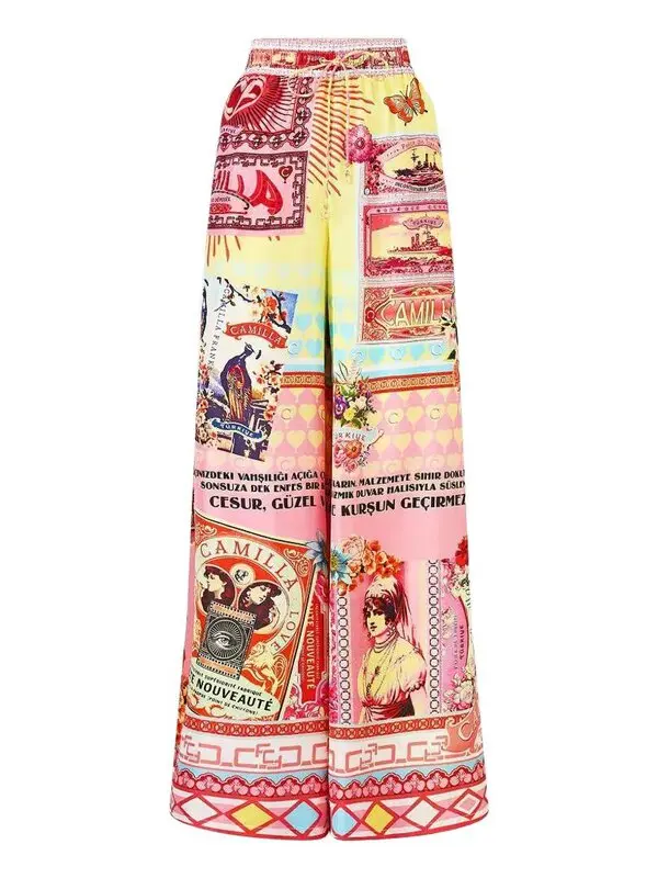 Camilla Collage Kingdom Straight-leg Palazzo Pants - Yellow