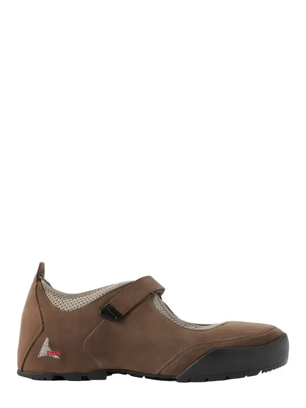 ROA Loie Mesh-trimmed Nubuck Sneakers - Brown