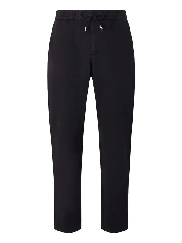 Mr P. Straight-leg Cotton And Linen-blend Twill Drawstring Trousers - Black