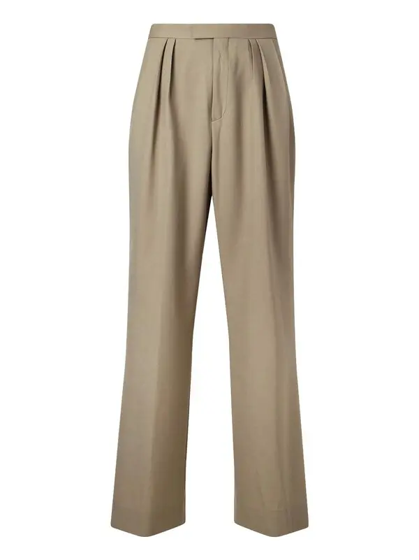 Dries Van Noten Straight-leg Wool And Mohair-blend Twill Trousers - Neutrals