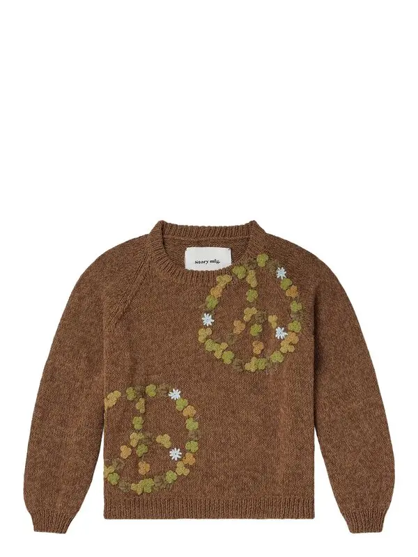 STORY MFG. Appliquéd Organic Cotton Sweater - Brown