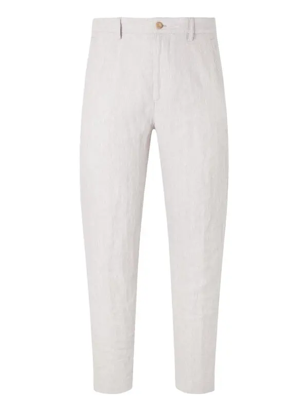 Dries Van Noten Straight-leg Herringbone Cotton-blend Trousers - Neutrals