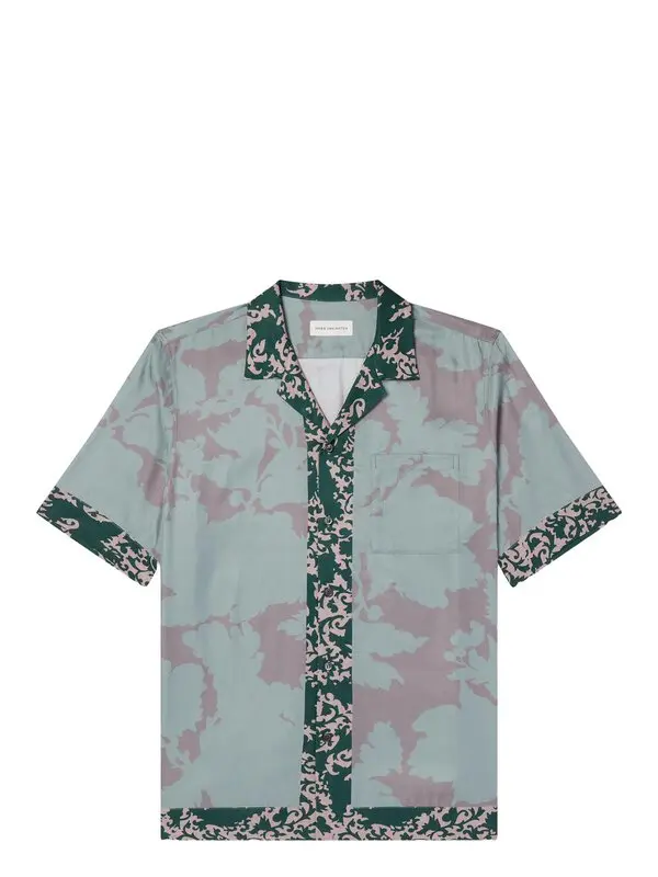 Dries Van Noten Camp-collar Printed Satin Shirt - Green