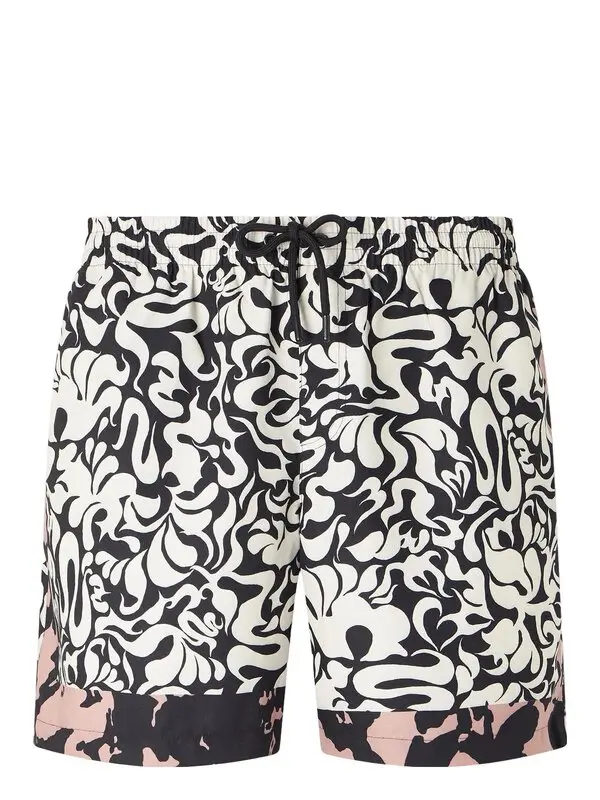 Dries Van Noten Straight-leg Mid-length Printed Swim Shorts - Black