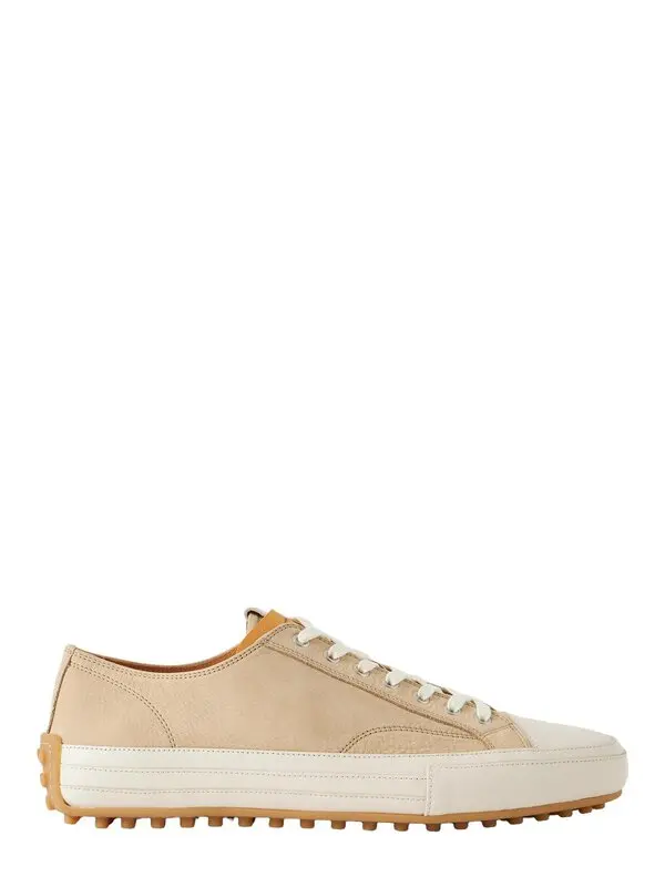 TOD'S Cassetta Leather-trimmed Nubuck Sneakers - Neutrals