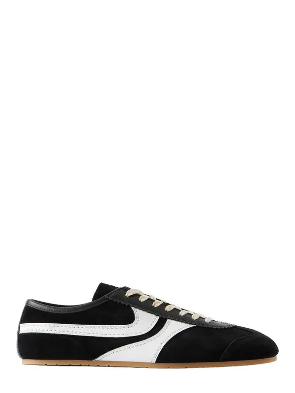 Dries Van Noten Leather-trimmed Suede Sneakers - Black