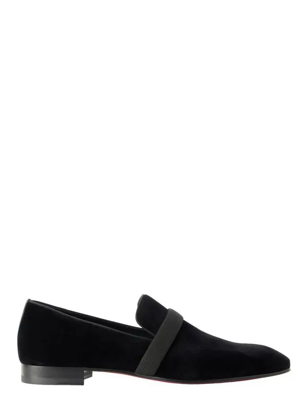 CHRISTIAN LOUBOUTIN Dandydeco Grosgrain-trimmed Velour Loafers - Black