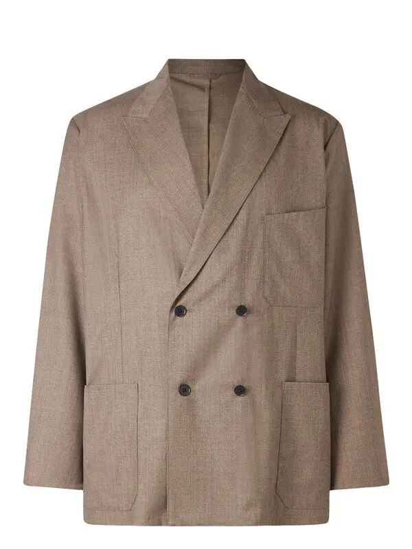 KAPTAIN SUNSHINE Take Easy Double-breasted Wool-gabardine Suit Jacket - Brown