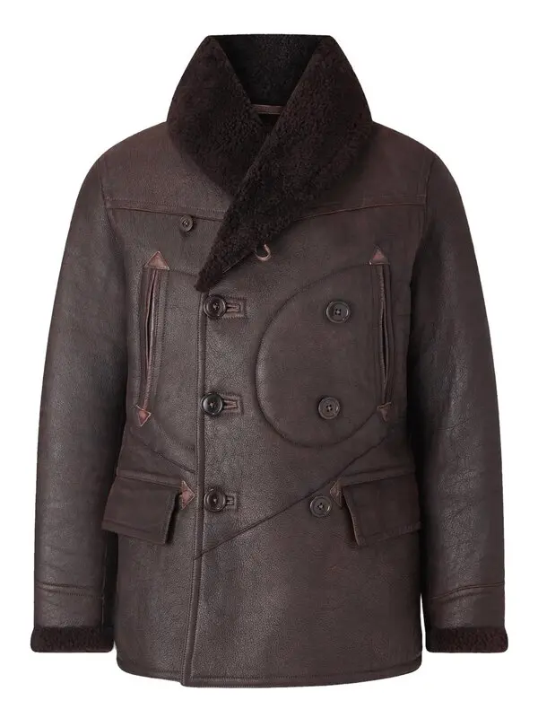 Ralph Lauren Slim-fit Double-breasted Shearling Coat - Brown