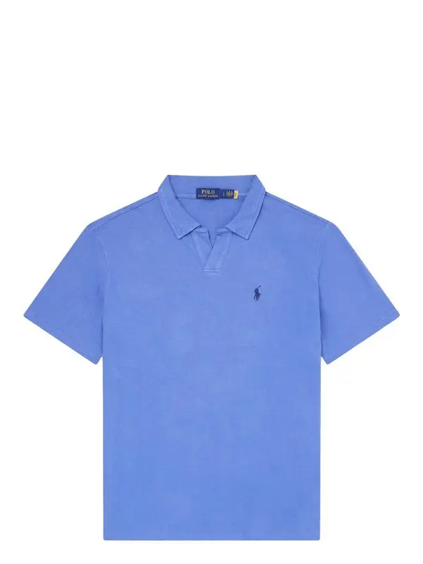 Polo Ralph Lauren Open-collar Cotton And Linen-blend Polo Shirt - Blue