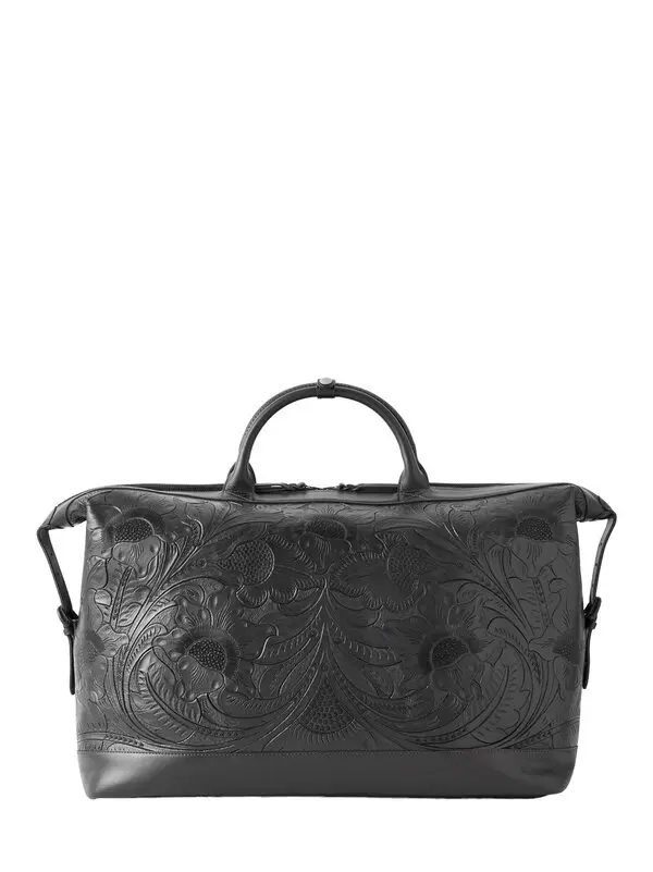 Ralph Lauren Engraved Leather Weekend Bag - Black