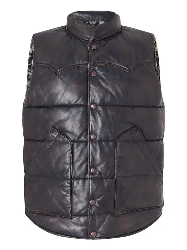 Ralph Lauren Reversible Quilted Leather Gilet - Black