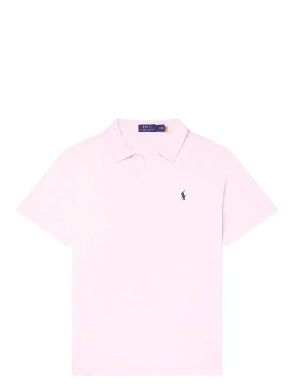 Polo Ralph Lauren Open-collar Cotton And Linen-blend Polo Shirt - Pink