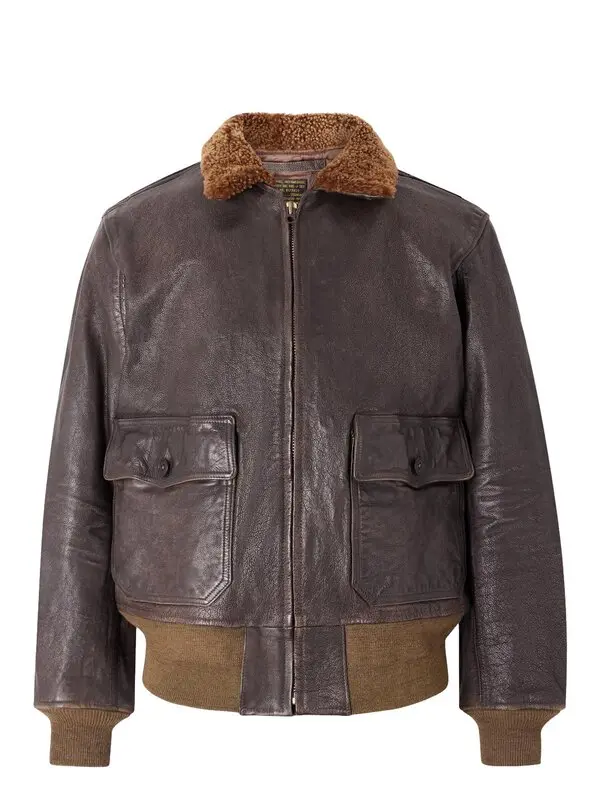 Ralph Lauren Shearling Aviator Jacket - Brown
