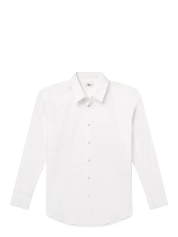 Saint Laurent Logo-embroidered Cotton-blend Poplin Shirt - White
