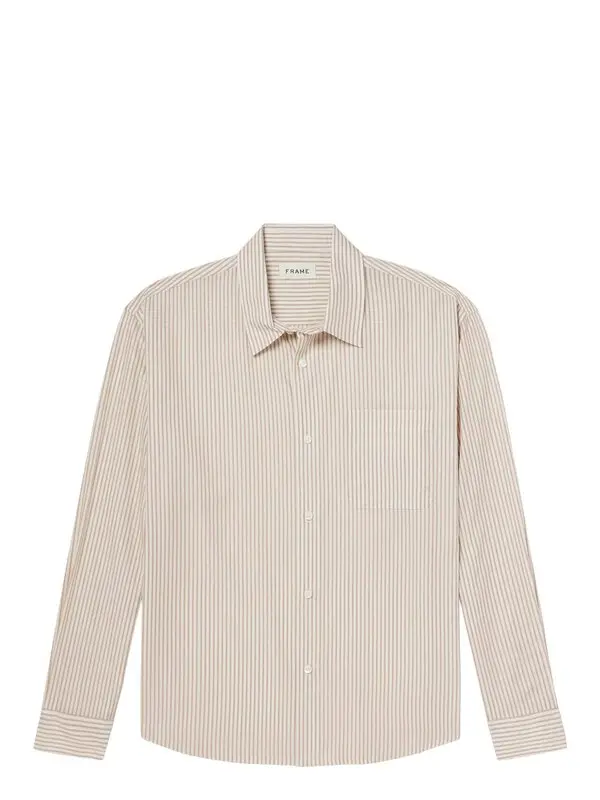 FRAME Relaxed Striped Lyocell Shirt - Neutrals
