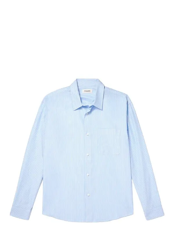 FRAME Relaxed Striped Lyocell Shirt - Blue