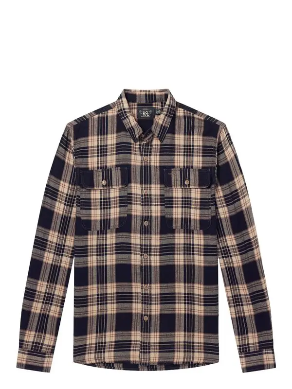 Ralph Lauren Checked Cotton And Linen-blend Flannel Shirt - Brown