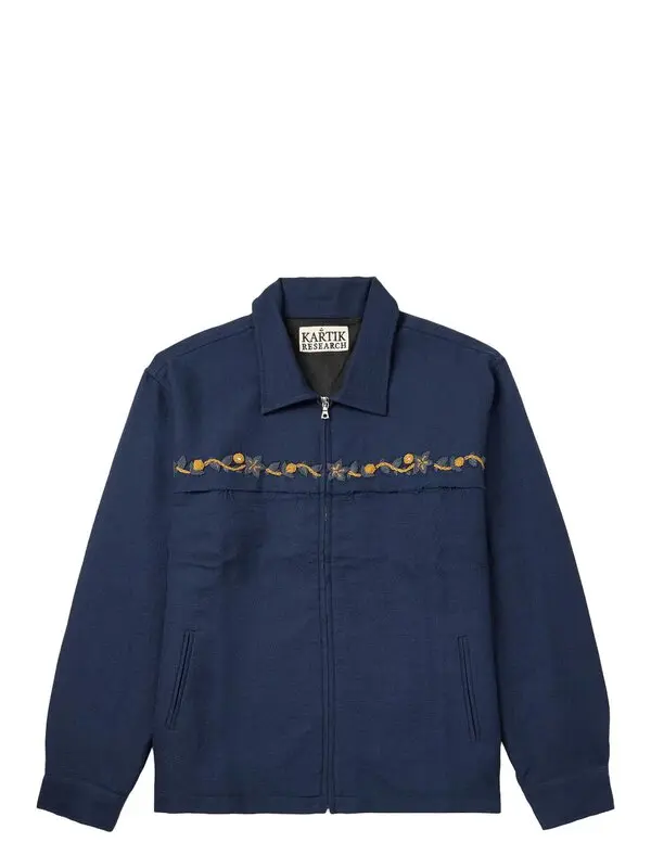 KARTIK RESEARCH Embroidered Wool Jacket - Blue