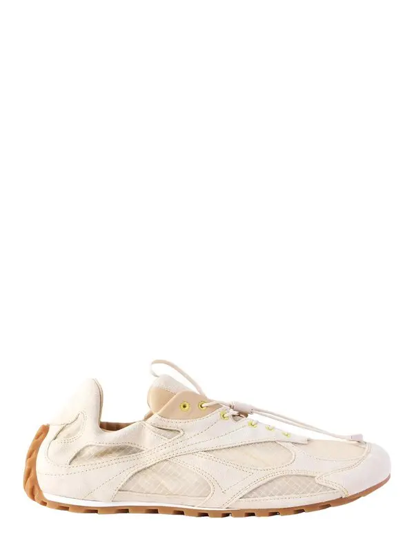 Bottega Veneta Orbit Flash Ripstop-trimmed Suede Sneakers - Neutrals