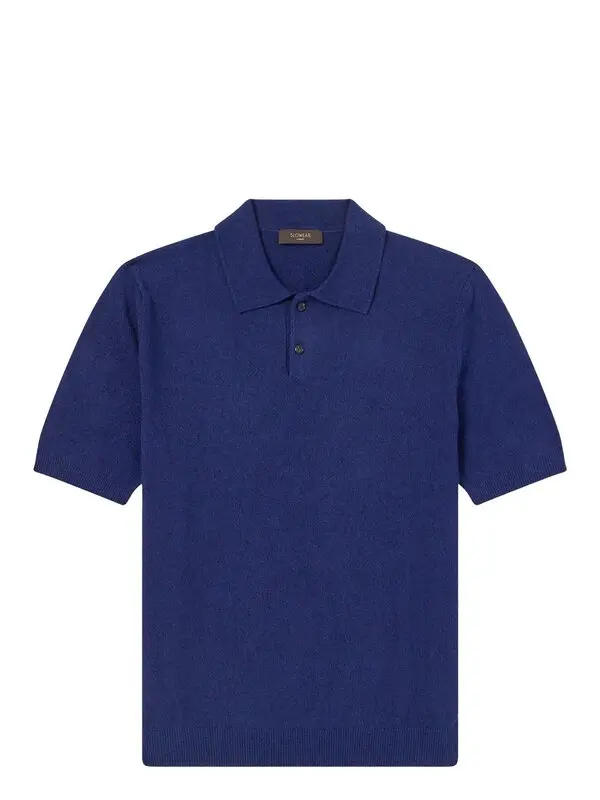 SLOWEAR Slim-fit Cotton-blend Terry Polo Shirt - Blue