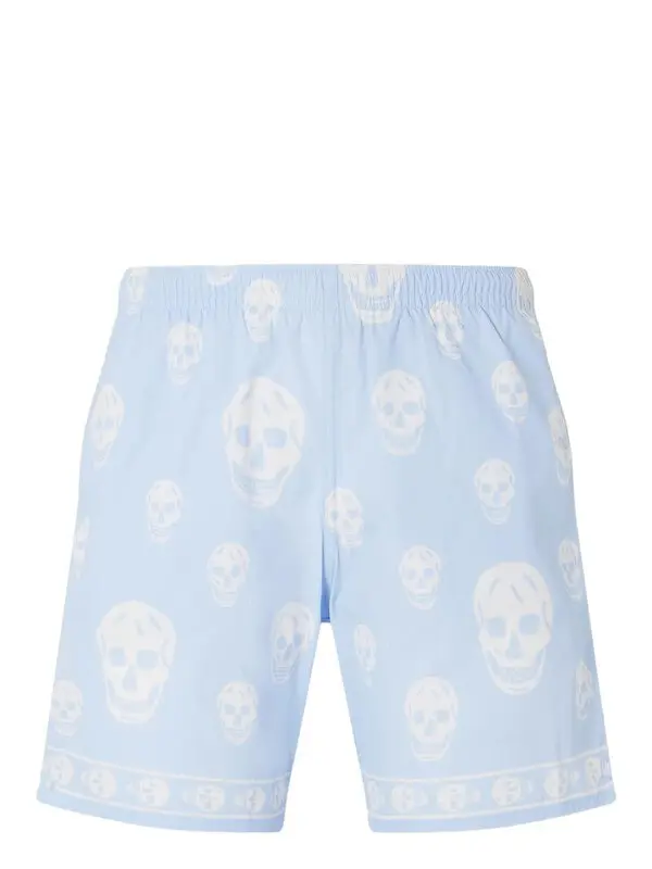 Alexander McQueen Straight-leg Printed Shell Shorts - Blue
